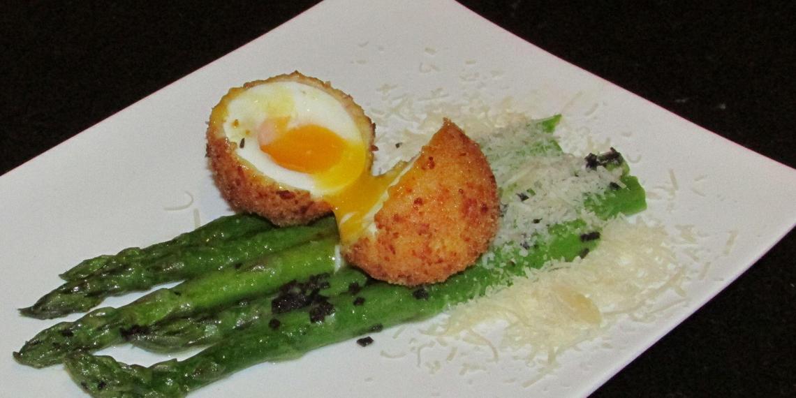 A Spring Dish Asparagus with Deep Fried Eggs and Parmesan - Perfectly ...